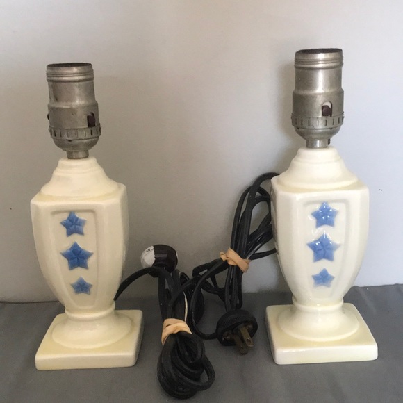 Other | Vintage Bedside Lamps With Blue Stars | Poshmark